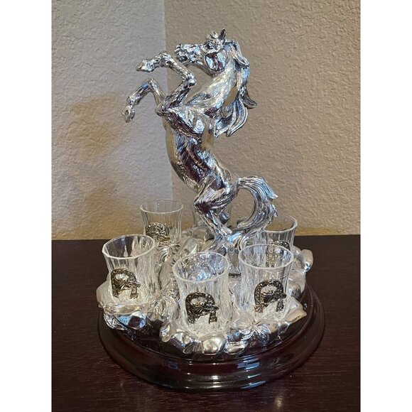 Chinelli | Dining | Chinelli Crystal Bar Set Wrearing Horse Six Glasses ...